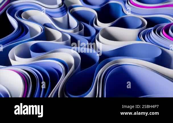 Colorful paper stripes dancing dynamically, generating abstract ...