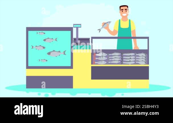 Fish store interior. Minimal modern seamless motion design Stock Video ...