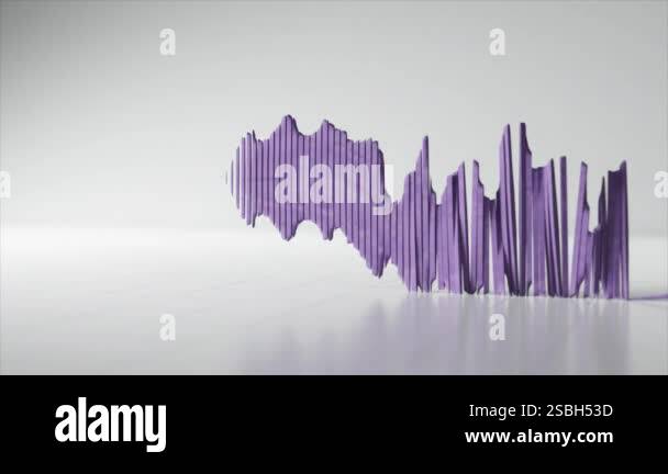 Purple audio waveform is growing on a white background. This animation ...