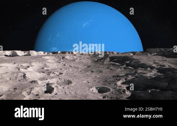 The Planet Neptune Viewed from the Surface of a Moon Orbiting the Ice ...