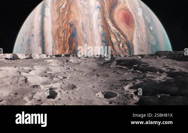 View of the Gas Giant Jupiter Seen from the Surface of an Orbiting ...
