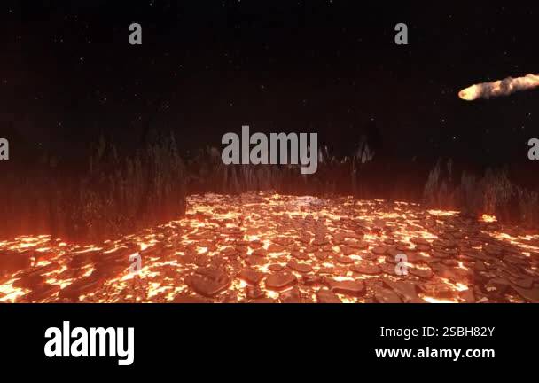 Primordial Earth Billions of Years Ago with Lava and Meteor Showers ...