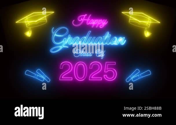 neon light effect happy graduation 2025 green screen background Stock ...