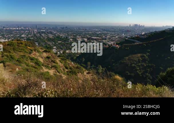 Central Los Angeles to Westside Panorama Time Lapse over Hollywood ...
