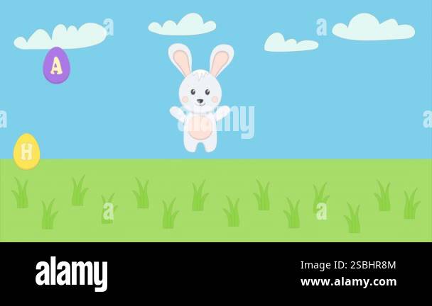 colorful easter eggs with letters falling down which create the ...