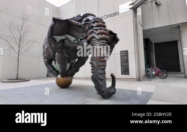 Elephant sculpture in front of the Art Gallery of Ontario in Toronto 4K ...