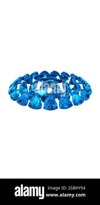 Multiple faceted blue tourmaline gemstones arranged together. The ...