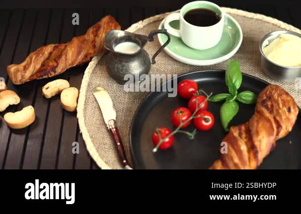 Rustic, organic setup with selection of local ingredients, breadsticks ...