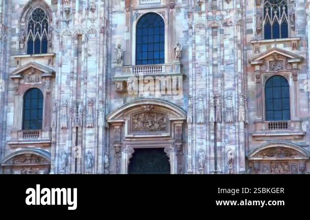 Panorama with stunning facade wall of the medieval Gothic Milan ...