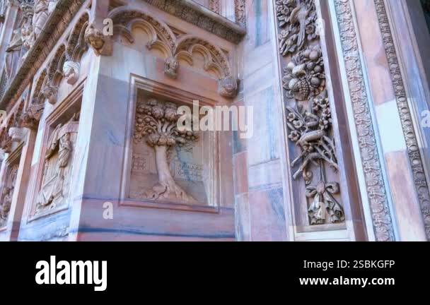 The medieval Duomo di Milano (Milan Cathedral) boasts richly decorated ...