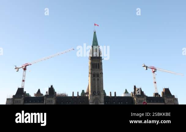 Canadian parliament building under restoration Stock Videos & Footage ...