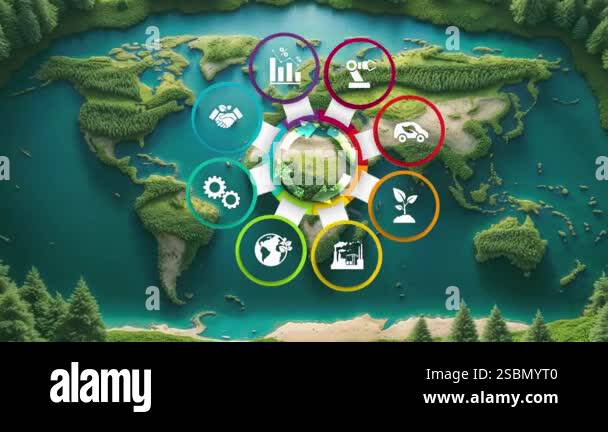 World map globe icons chart circular colorful diagram infographic wheel ...