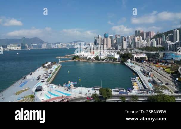 Wan Chai Harbour Promenade Iconic Waterfront Scenic Urban Hong Kong Jan ...