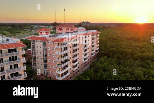 Eco-friendly building in modern Florida city. Multistory apartments in ...