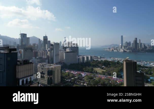 Victoria Harbour Iconic Skyline Scenic Waterfront View, Hong Kong, Jan ...