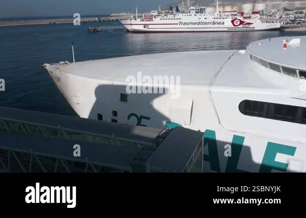 Tanger Med, Fahs-Anjra - Morocco - 08-22-2024: Pan over a high-speed ...