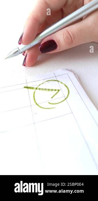 A woman's hand holds a pen and fills out a consent document. Concluding ...