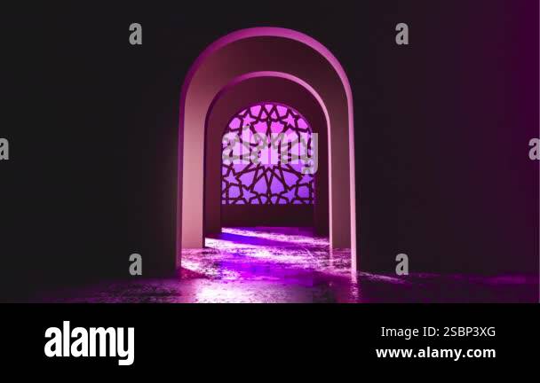 Purple lighting casting ethereal glow across intricate islamic ...