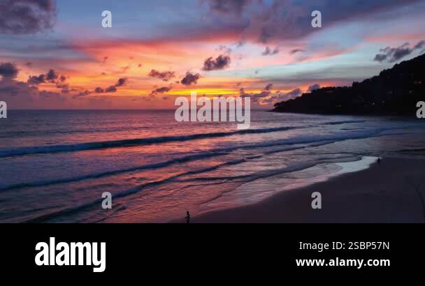 Aerial view of amazing sun shines brightly over the ocean Stock Video ...