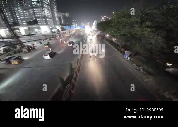 Time Lapse, Hyper Lapse Of Traffic on City Streets-Roads At Night Top ...