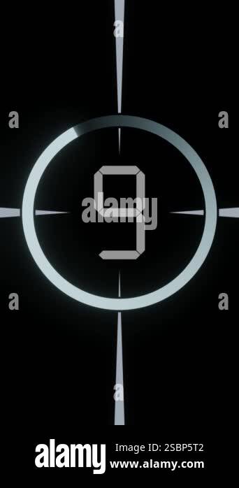 Vertical LCD countdown numbers from 10 to 1 on black background - 4k ...