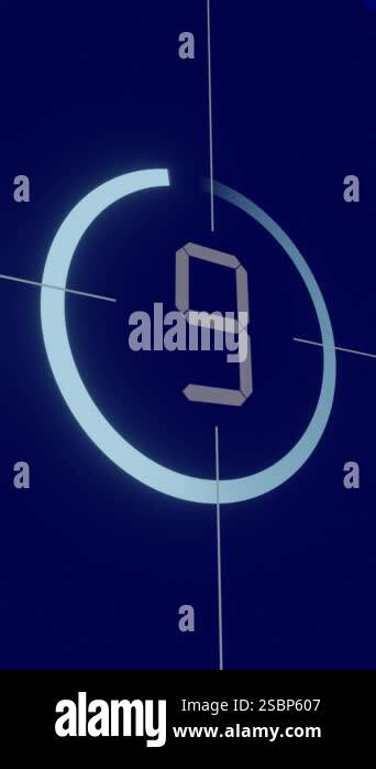 Vertical LCD countdown numbers from 10 to 1 on blue background - 4k ...
