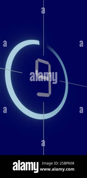 Vertical LCD countdown numbers from 10 to 1 on blue background - 4k ...