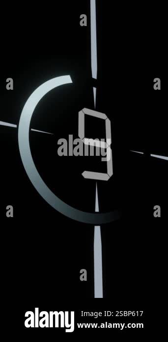 Vertical LCD countdown numbers from 10 to 1 on black background - 4k ...
