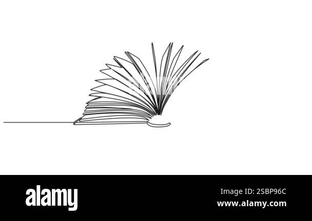 animated continuous single line drawing of open book, line art ...