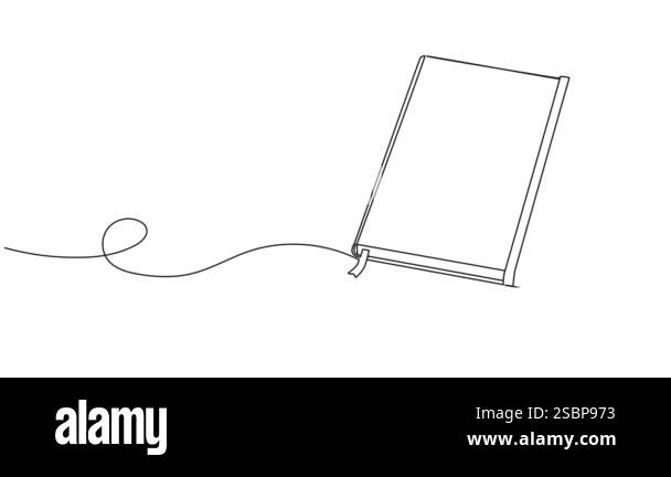animated continuous single line drawing of closed journal or diary and ...