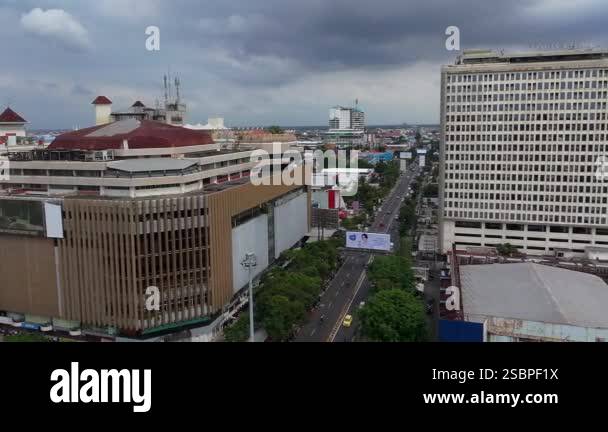 January 13, 2025. Semarang, Indonesia. Aerial view via drone of ...