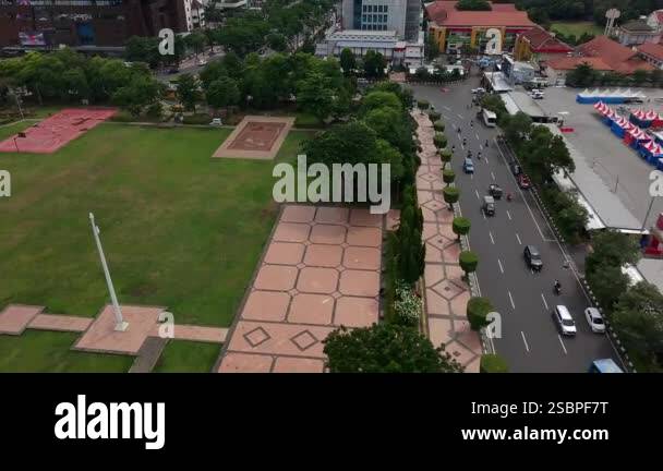 January 13, 2025. Semarang, Indonesia. Aerial view via drone of ...