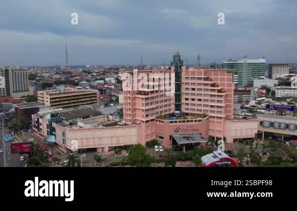 January 13, 2025. Semarang, Indonesia. Aerial view via drone of ...