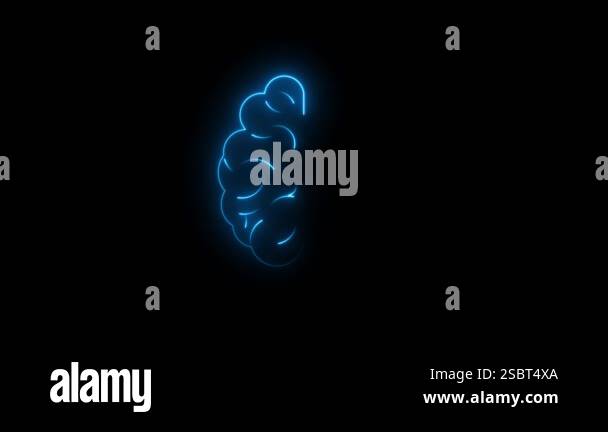 brain ai neon animated half brain half ai combination of brain and ai ...