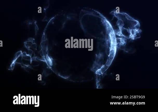 Glowing dynamic waveform energy sphere from particles flowing on black ...