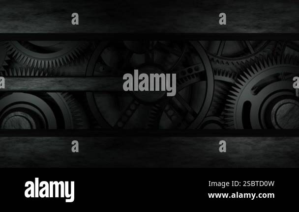 Spinning Mechanical Cog Wheel Gear on Dark Background in 3D Animation ...