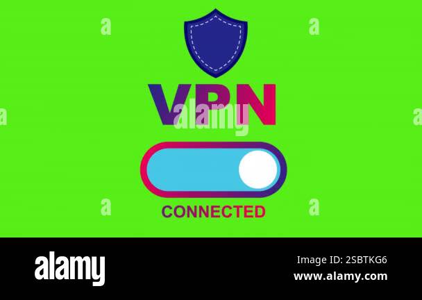 VPN Connected Privacy Protection Shield Green Screen Animation. Website ...