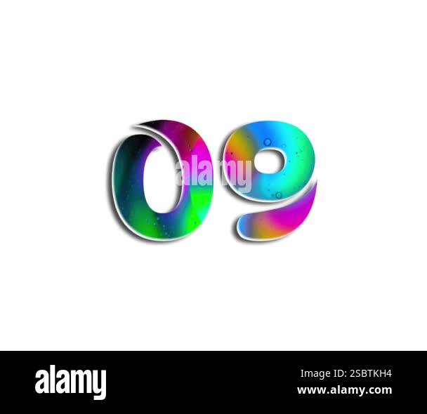 Numbers 10 to 1 with colorful bubble texture on white background ...