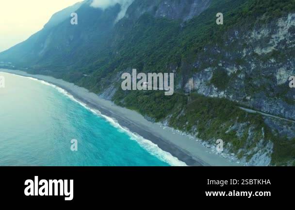 Aerial 4K footage of Qingshui Cliffs near Taroko National Park at ...