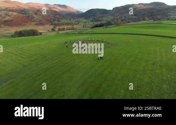 Aerial view of Castlerigg stone circle, located near Keswick in Cumbria ...