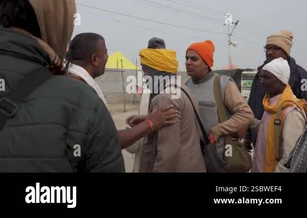 Prayagraj, Uttar Pradesh, India, 12 January 2025. A group of devotees ...