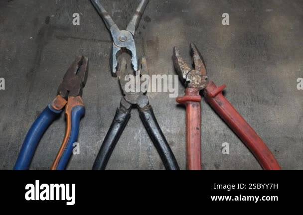 old pliers. rusty pair of pliers, detailed view showing the texture of ...