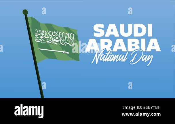 saudi arabia day with saudi arabia flag flying Stock Video Footage - Alamy