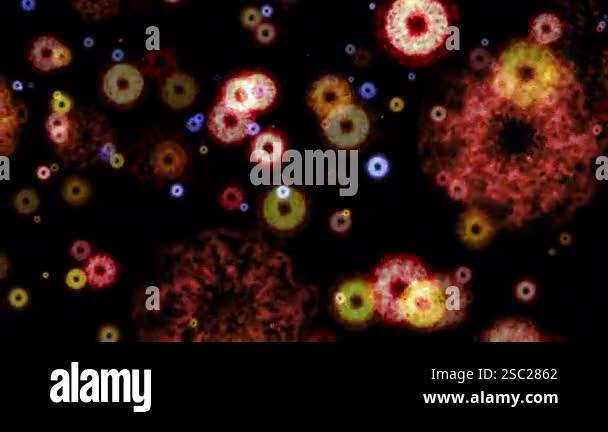 Abstract seamless loop many splash bomb particles flow on top animation ...