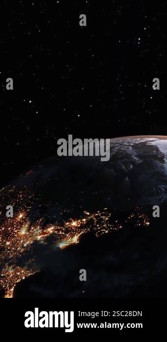 Planet earth 3D orbital animation with realistic geography surface and ...