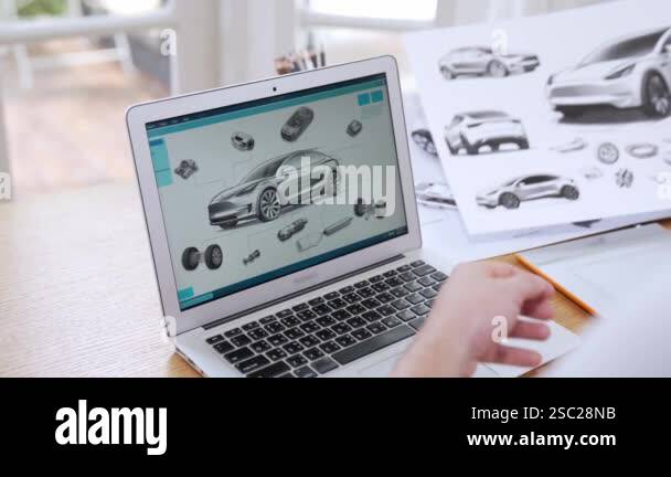 Car design engineer analyze car prototype for automobile business at ...