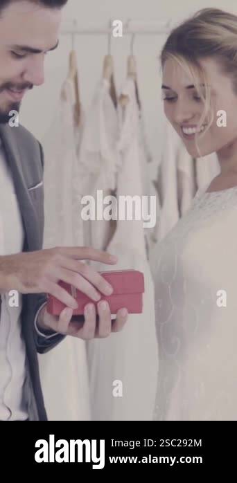 Happy bride and groom in wedding dress prepare for married in wedding ...