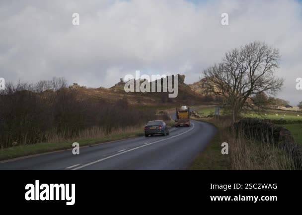 UPPER HULME, STAFFORDSHIRE, ENGLAND - JANUARY 30 2025: Rural traffic on ...