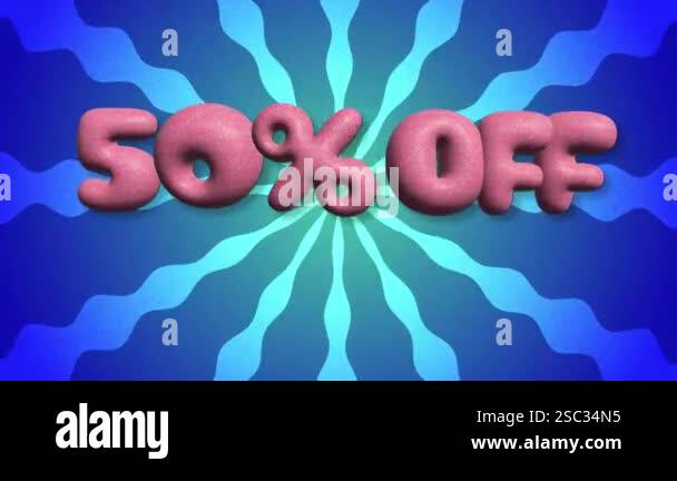 50 percent off today only 3d animation inflated text sales with blue ...