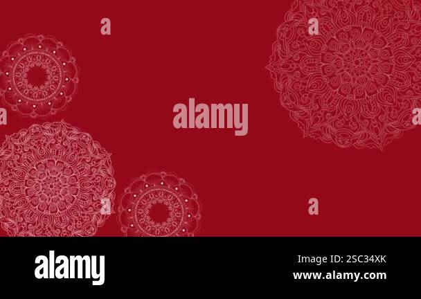 Red color Islamic background with mandala rotating animation and empty ...